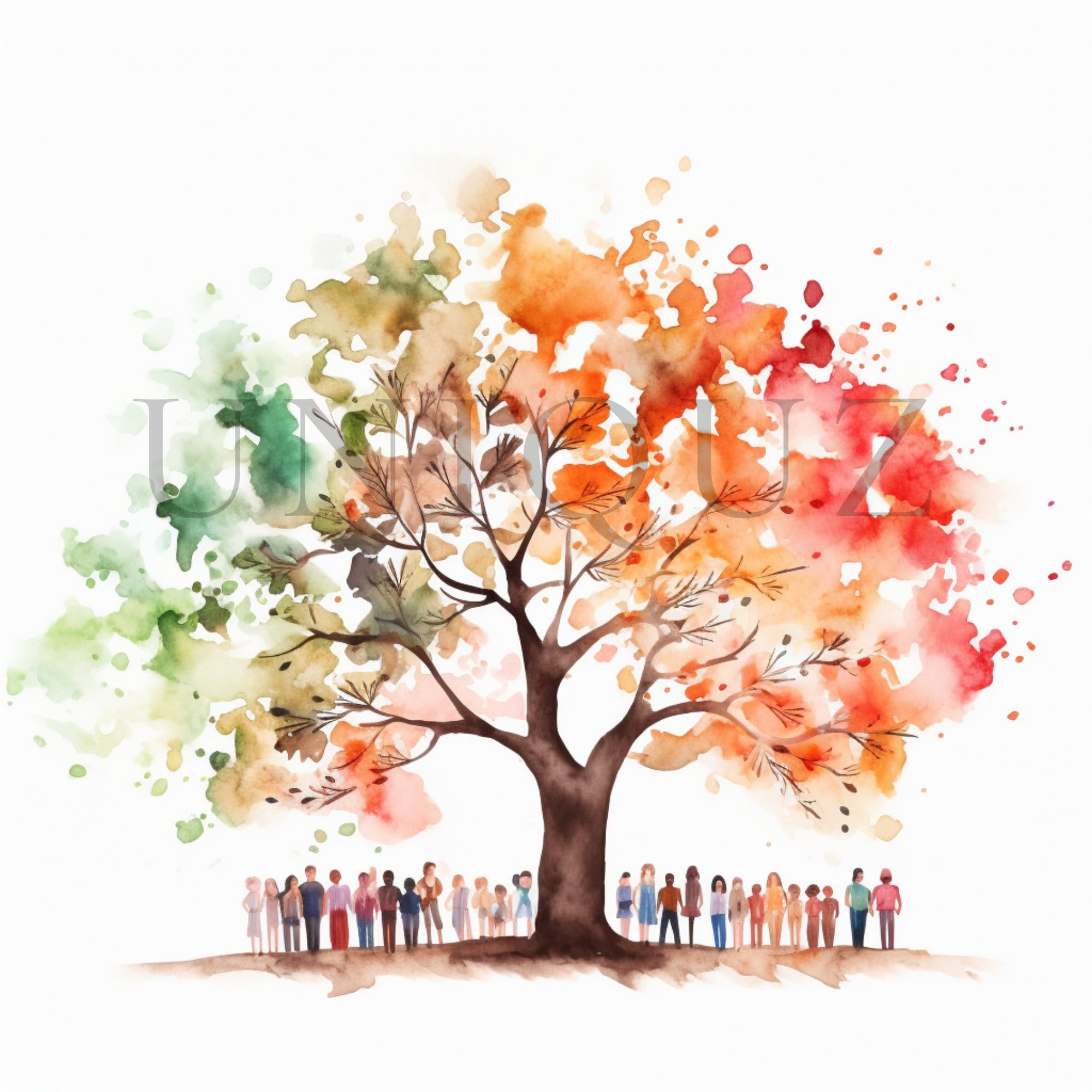 Watercolor Family Tree Clipart Set 10 High Quality Jpgs Digital ...