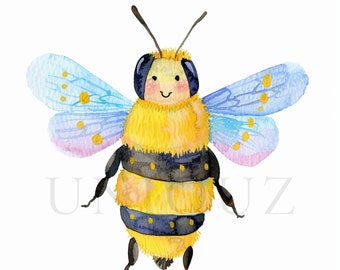 Watercolor Bee Clipart 10 High Quality Jpgs Bee Clip Art Junk Journals ...