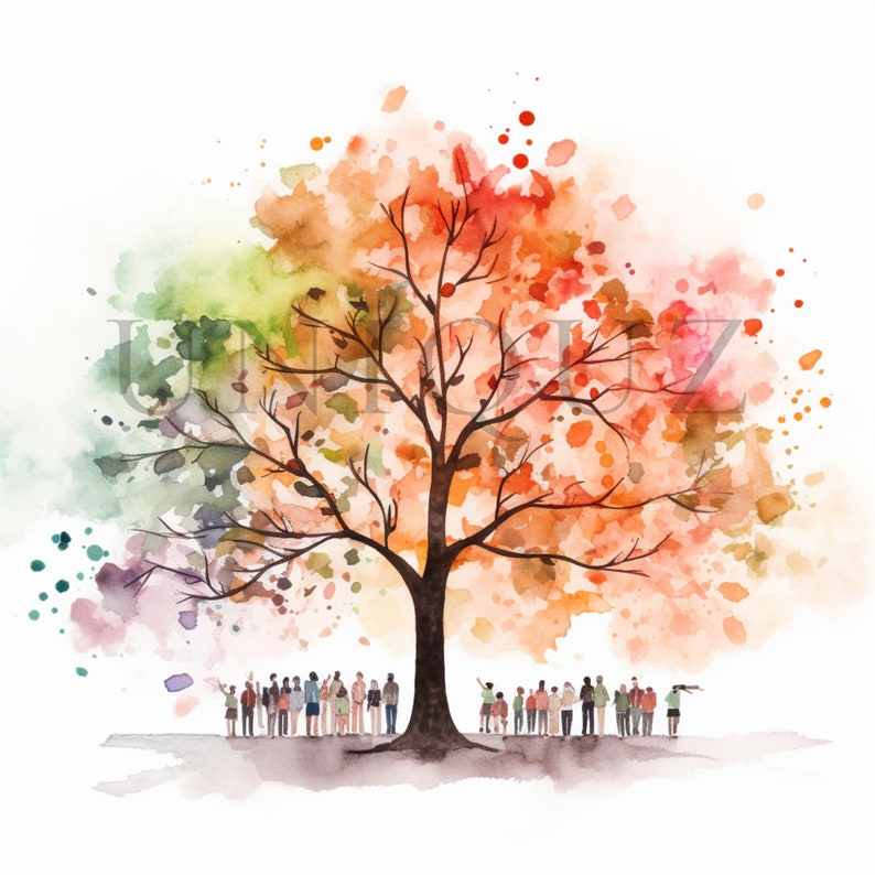 Watercolor Family Tree Clipart Set 10 High Quality Jpgs Digital ...
