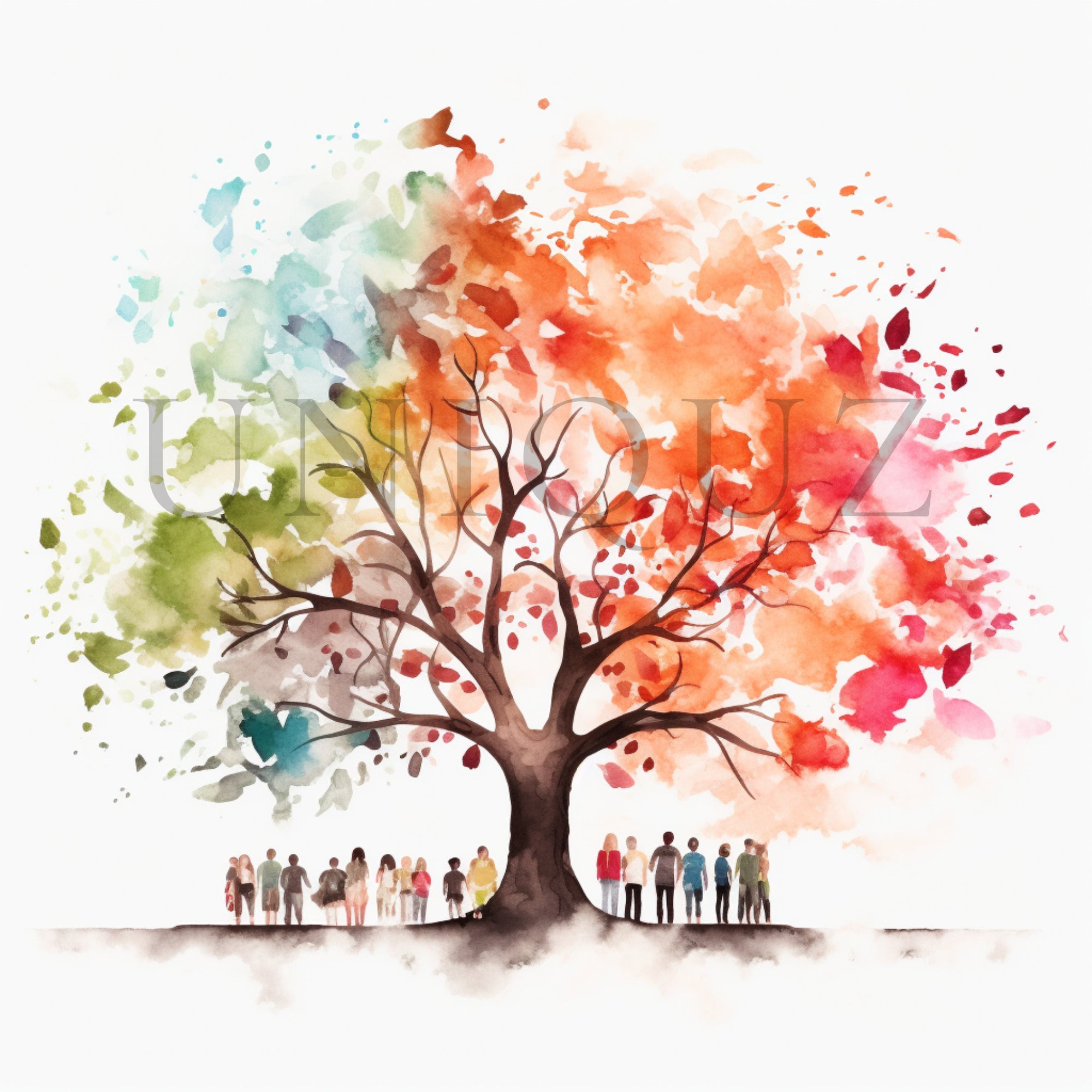 Watercolor Family Tree Clipart Set 10 High Quality Jpgs Digital ...