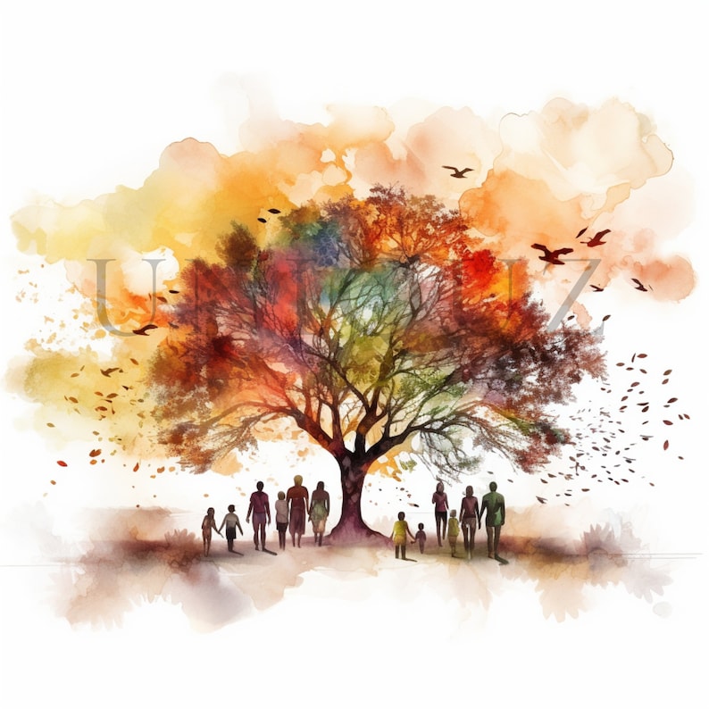 Watercolor Family Tree Clipart Set 10 High Quality Jpgs Digital ...