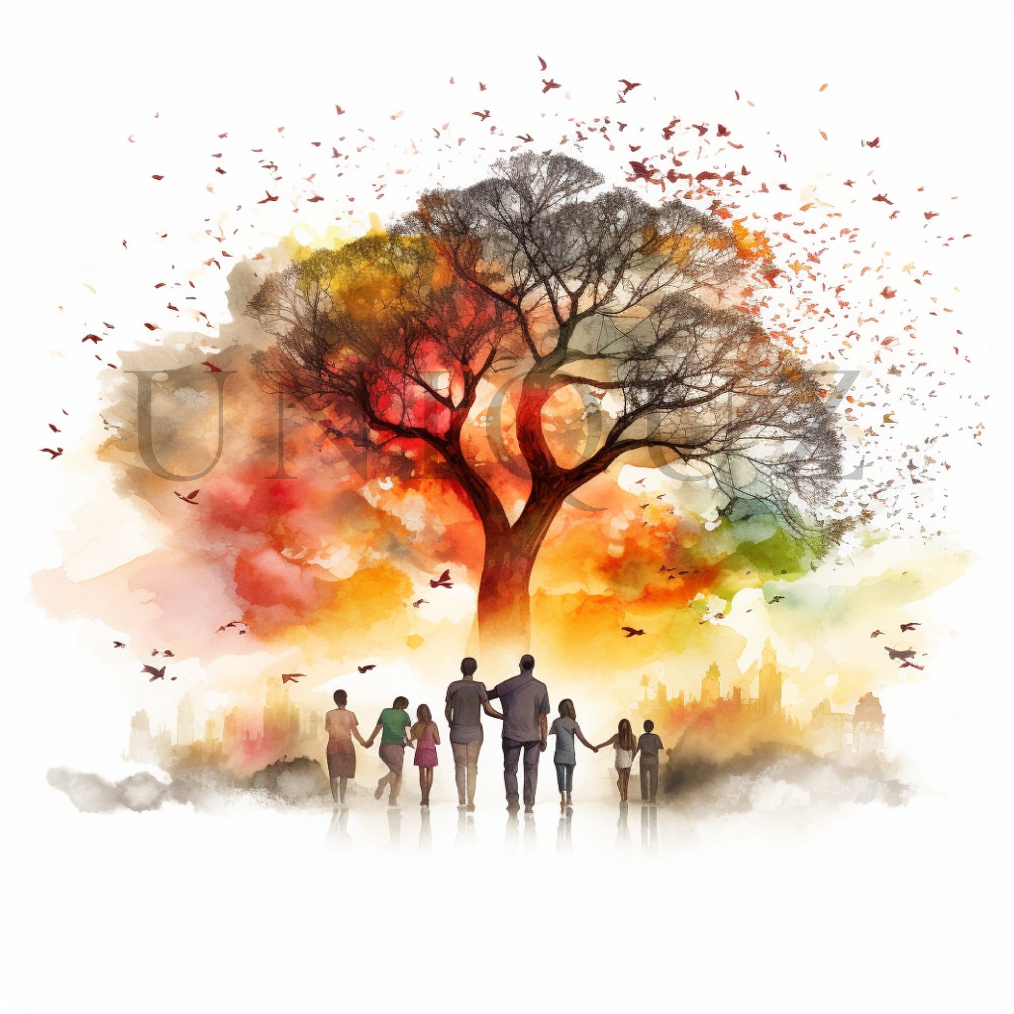 Watercolor Family Tree Clipart Set 10 High Quality Jpgs Digital ...