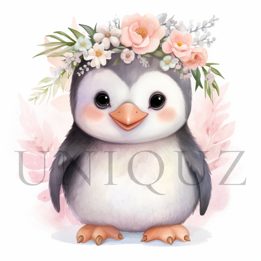 Watercolor Cute Baby Penguins Clipart Bundle 10 High Quality Jpgs ...