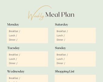 Printable Grocery List and Weekly Meal Planner, 8.5 X 11 Letter Size ...