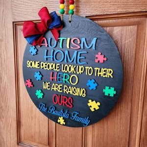Autism Door Hanger, Autism Door Wreath, Autism, Autism Awareness ...