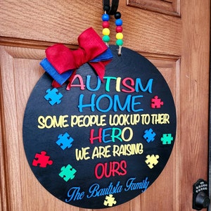 Autism Door Hanger, Autism Door Wreath, Autism, Autism Awareness ...