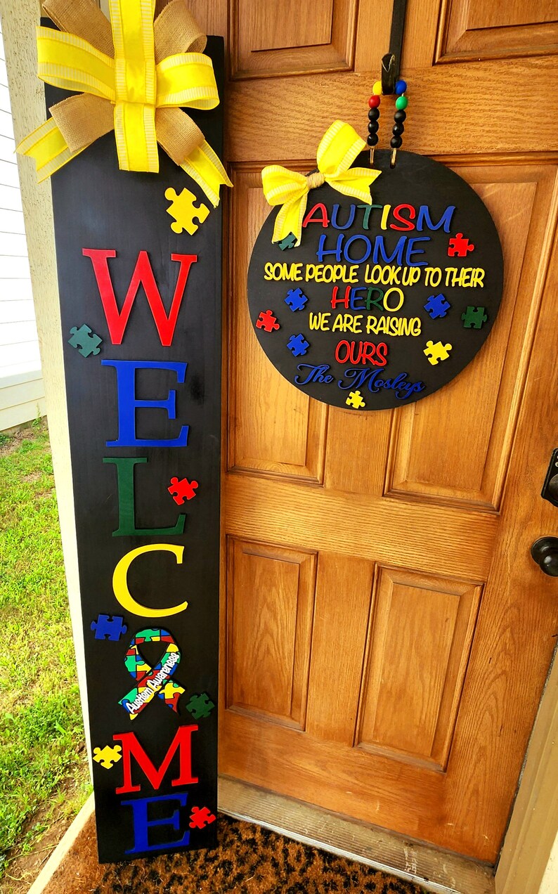 Autism Door Hanger, Autism Door Wreath, Autism, Autism Awareness ... Autism Door Hanger, Autism Door Wreath, Autism, Autism Awareness ...