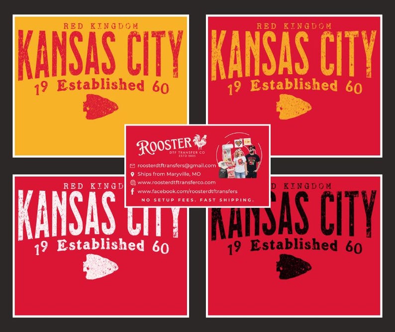 Vintage Kansas City Red Kingdom 4 Color Options PNG 300dpi Digital ...