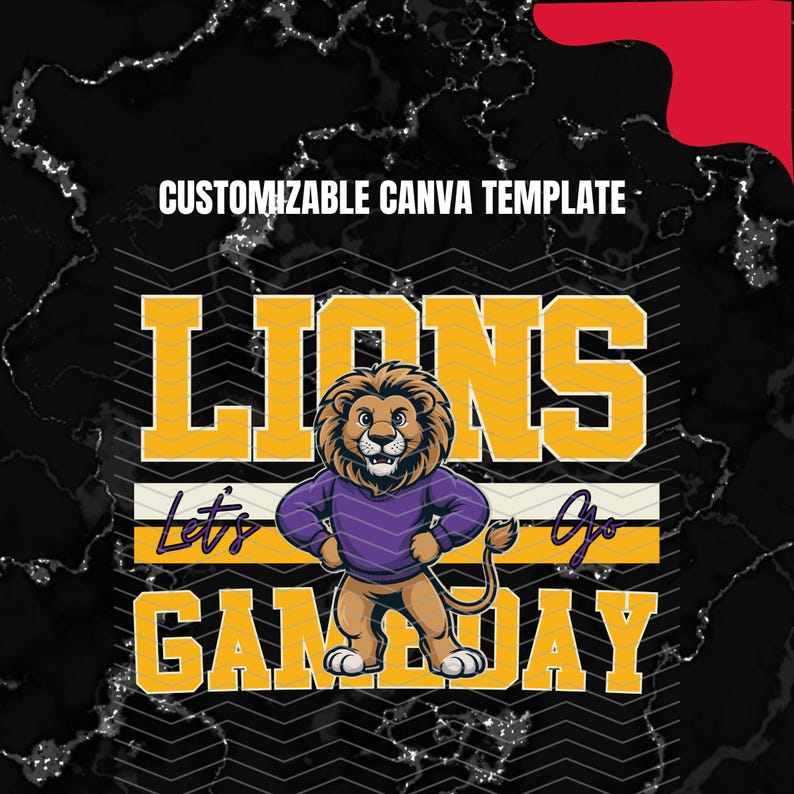 Custom Lions Mascot Canva Template - Customizable - Dtg DTF Instant ...