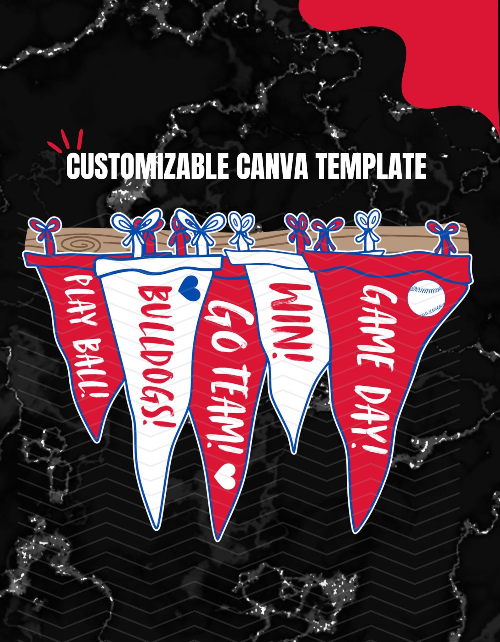 Hanging Pennant Flags Canva Template - Customizable - Dtg DTF Instant ...