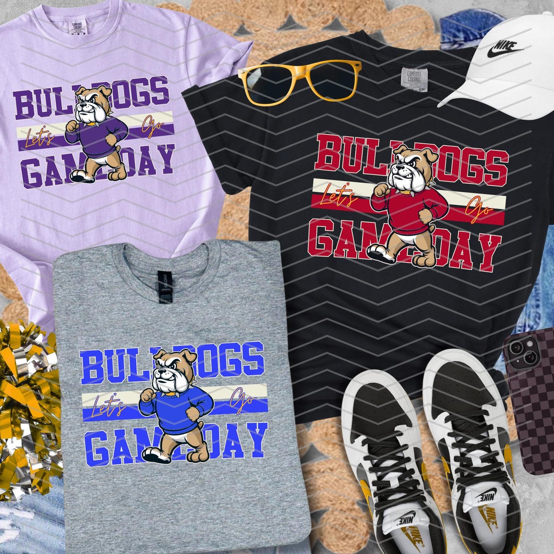 Custom Bulldogs Mascot Canva Template - Customizable - Dtg DTF Instant ...