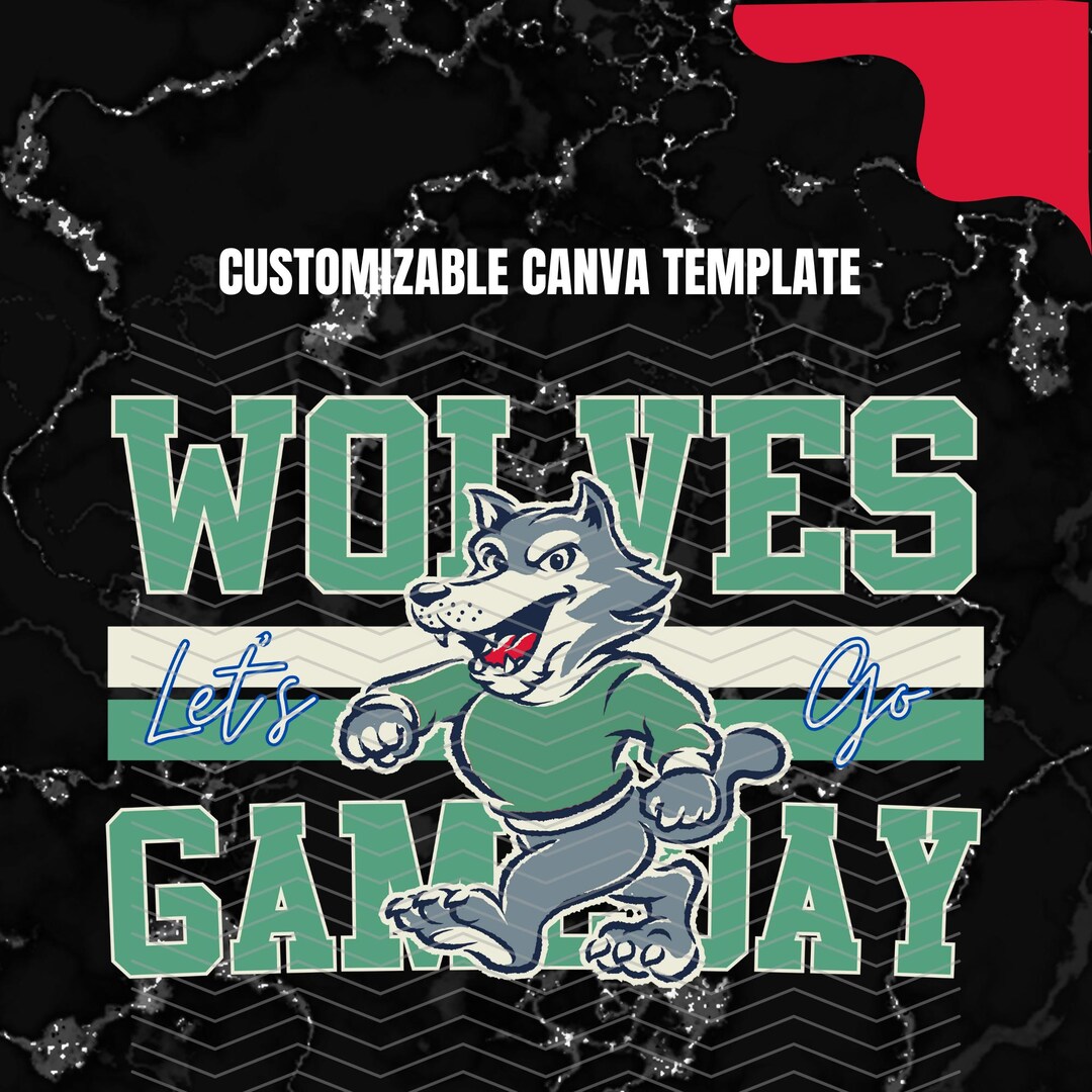 Custom Wolves Mascot Canva Template - Customizable - Dtg DTF Instant ...