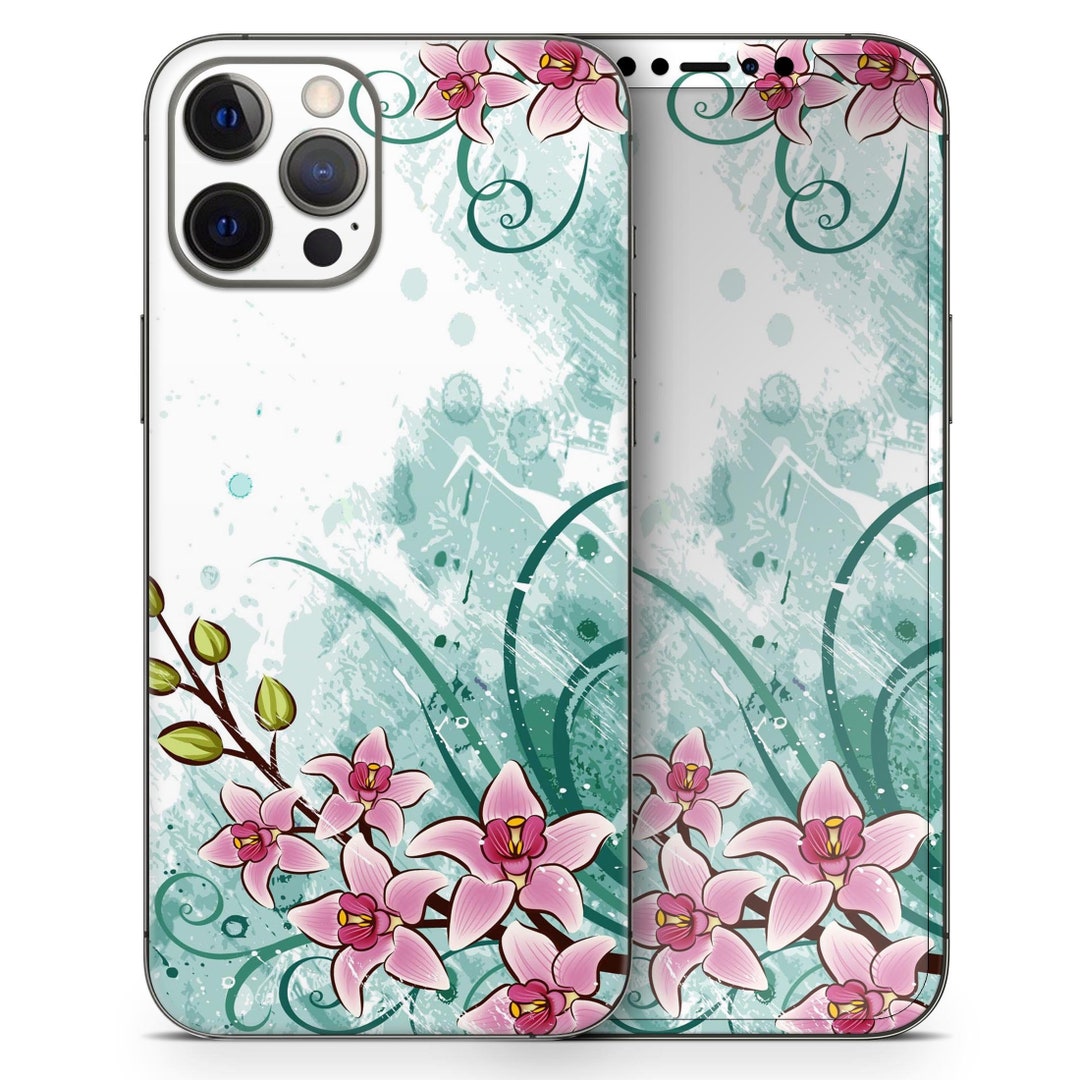 Pink & Green Watercolor Floral // Full-body Skin Decal Wrap - Etsy