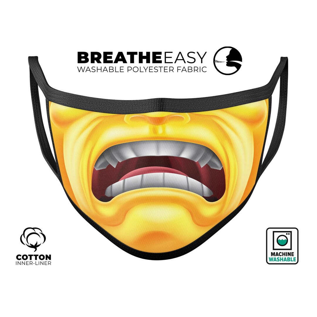Screaming Emoji Ahhh Made in USA Cotton Washable & Reusable Face Mask W ...