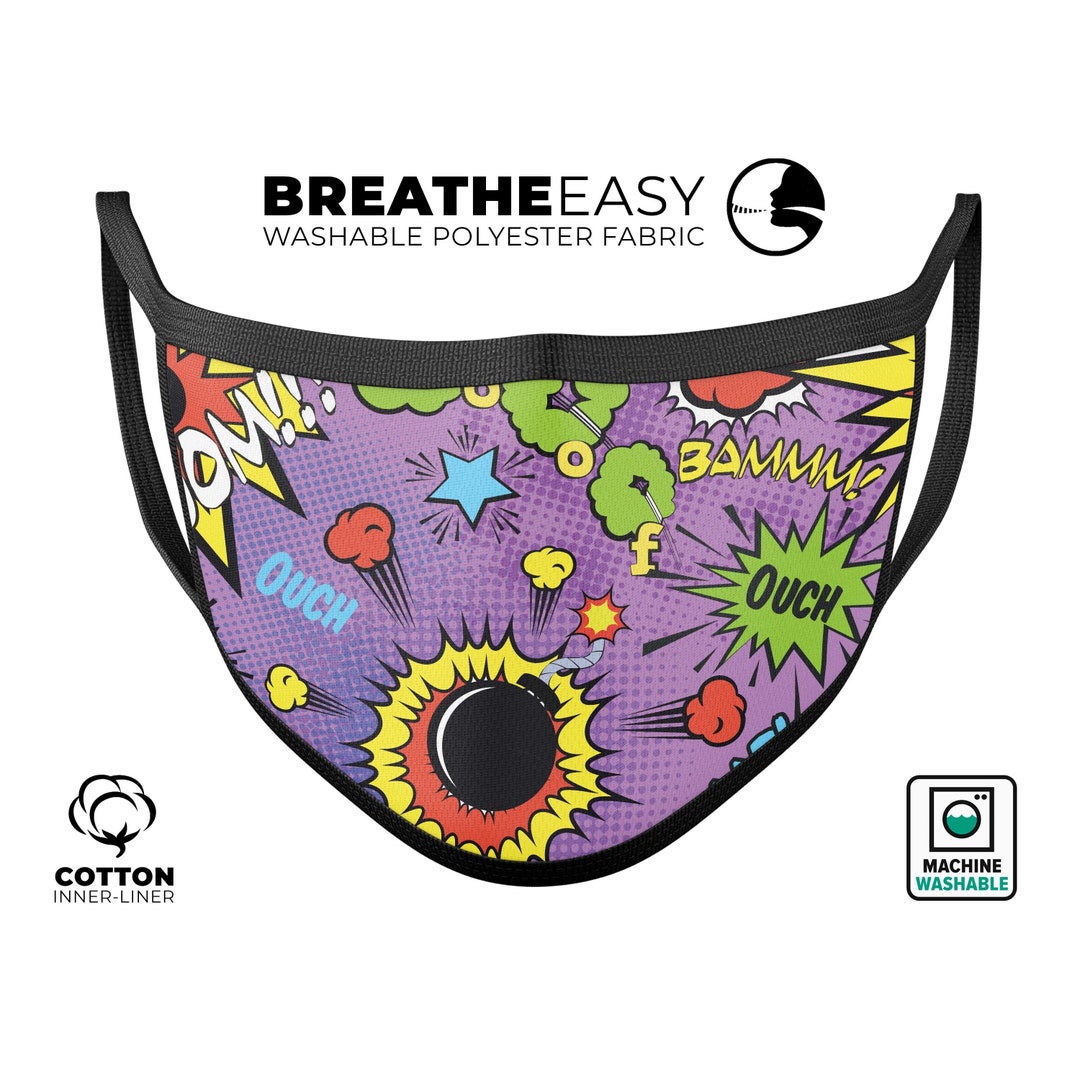 Bang Comic Speech Bubbles V2 Made in USA Cotton Washable & Reusable ...