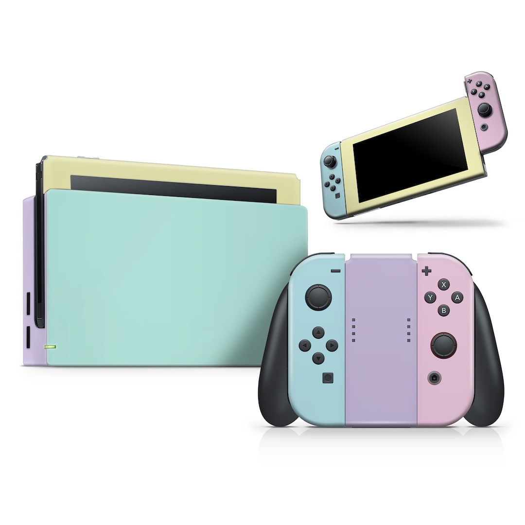Retro 80s Pastel Color Blocks Nintendo Switch Console Joycon Vinyl Wrap ...