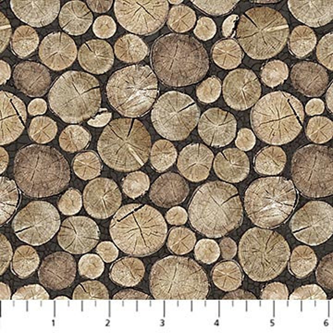 Northcott- Cabin View - Crosscut Logs - Tan - DP25120-14 - Fabric by ...