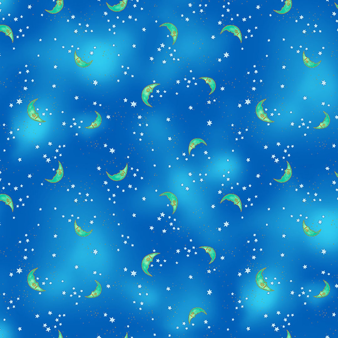 Clothworks - Y3164-90M - Celestial Magic - Moon Blue Metallic - Etsy