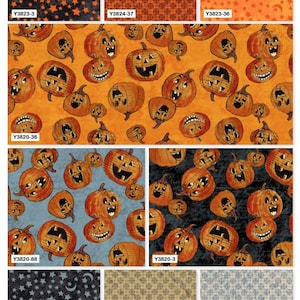 Clothworks - All Hallows Eve Jack-o-lanterns - Y3820-88 Denim ...