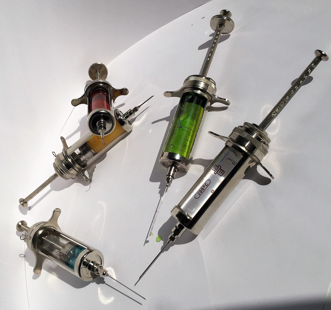 EXCELLENT Condition ANTIQUE / RARE Medical 10ml Syringe & 4x 12pc ...
