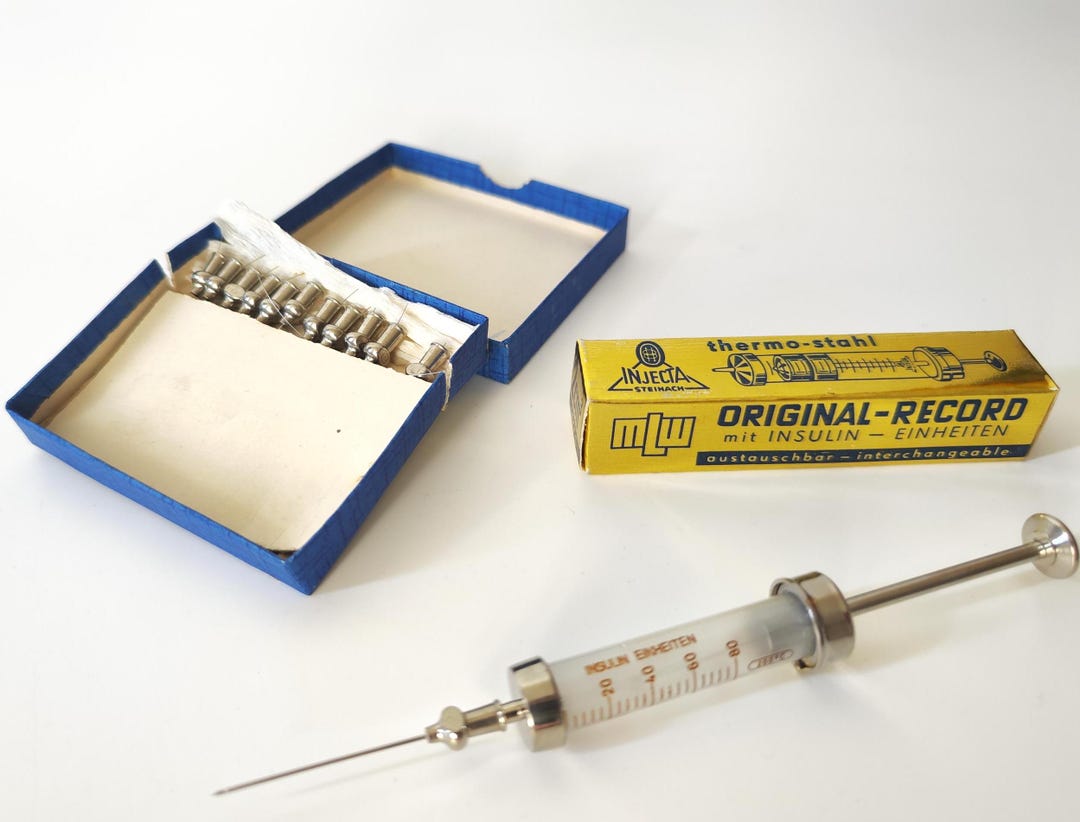 FAST SHIP - Vintage Medical Glass Syringe Set 2 Ml + Record Needles ...