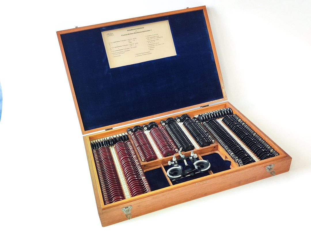Antique Ophthalmic Equipment / Vintage Optician Trial Lens Exam Set Kit ...