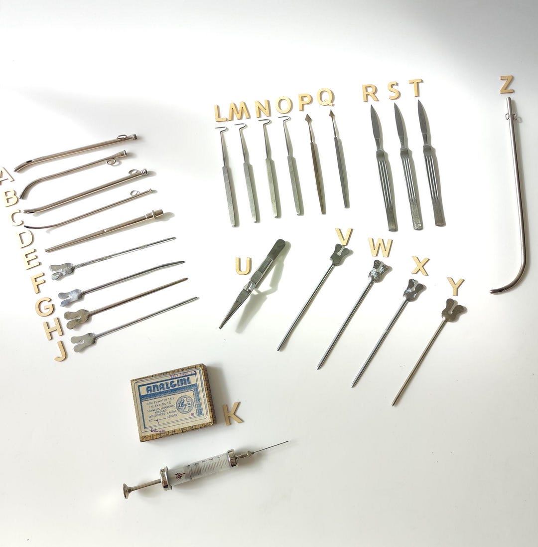 RARE RRR Vintage Medical Tools 5 Ml Glass Syringe Kit Metal Antique Old ...