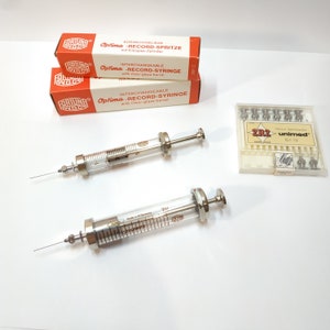 5 Ml + 10 Ml NEW Glass Syringe + 1 Box Record Needles Hypodermic ...