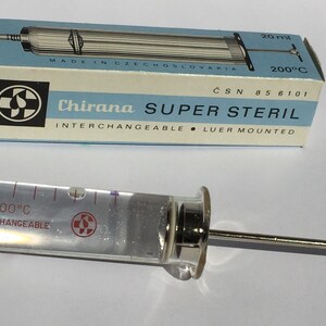Vintage Medical 1 Pc / 20 ML Chirana Glass Syringe Luer Hypodermic ...