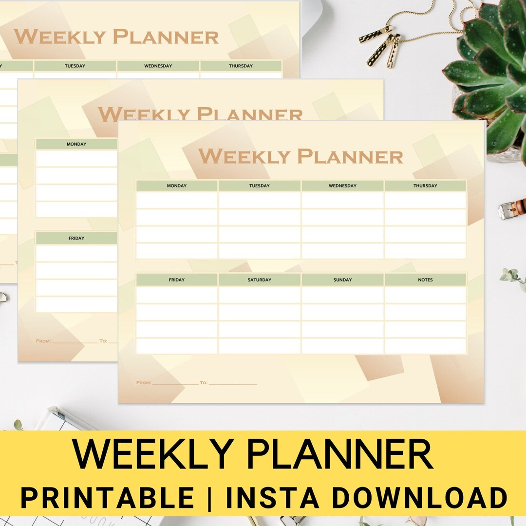 Printable Weekly Planner Abstract Design US Letter 8.5 X 11 Inch ...