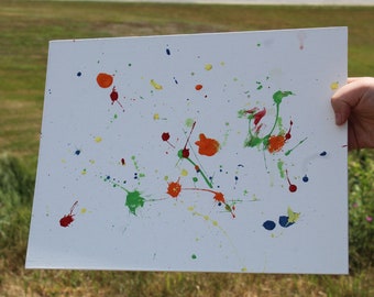 Black and White Original Abstract Splatter Painting on Canvas 16 X 20 ...