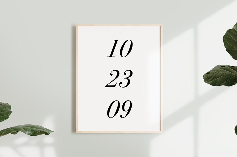 Custom Modern Date Print | Minimal Anniversary Date Print | Printable ...