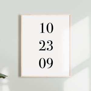 Custom Modern Date Print | Minimal Anniversary Date Print | Printable ...