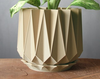 The Oceanside Planter in Desert Tan Drainage Hole and Tray Modern ...