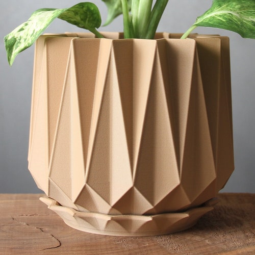 3D Printed Geometric Plant Pot Black Modern Stylish Planter - Etsy
