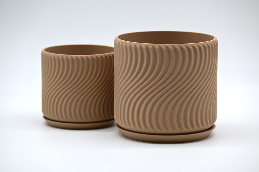 The Oceanside Planter in Desert Tan - Drainage Hole and Tray - Modern ...