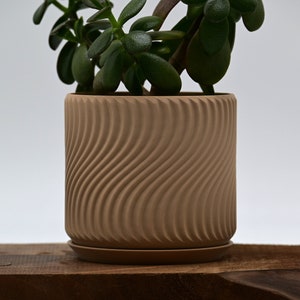 The Oceanside Planter in Desert Tan - Drainage Hole and Tray - Modern ...