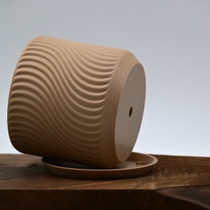 The Oceanside Planter in Desert Tan - Drainage Hole and Tray - Modern ...