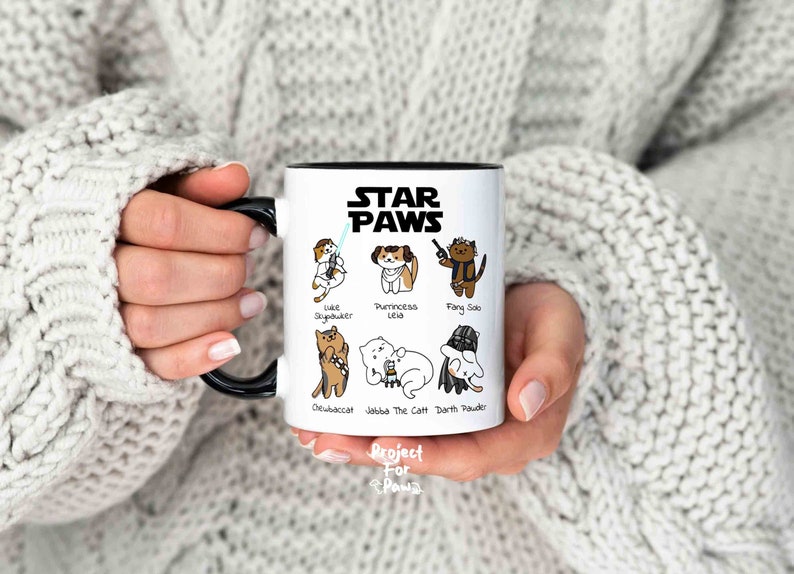 Star Paws Cat Mug, Star Wars Fans, Funny Cat Lover Gift, Pet Lover Mug ...