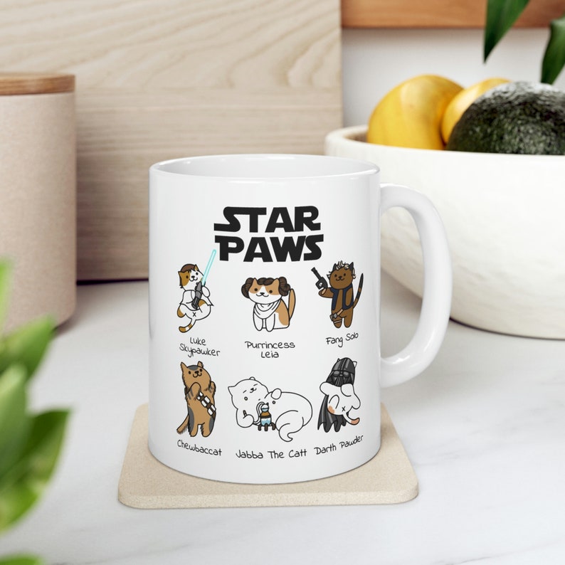 Star Paws Cat Mug, Star Wars Fans, Funny Cat Lover Gift, Pet Lover Mug ...