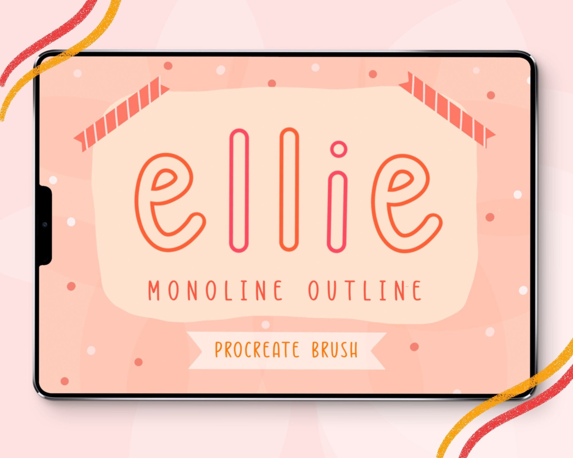 Ellie Outline Procreate Brush / Monoline Outline Lettering Brush ...