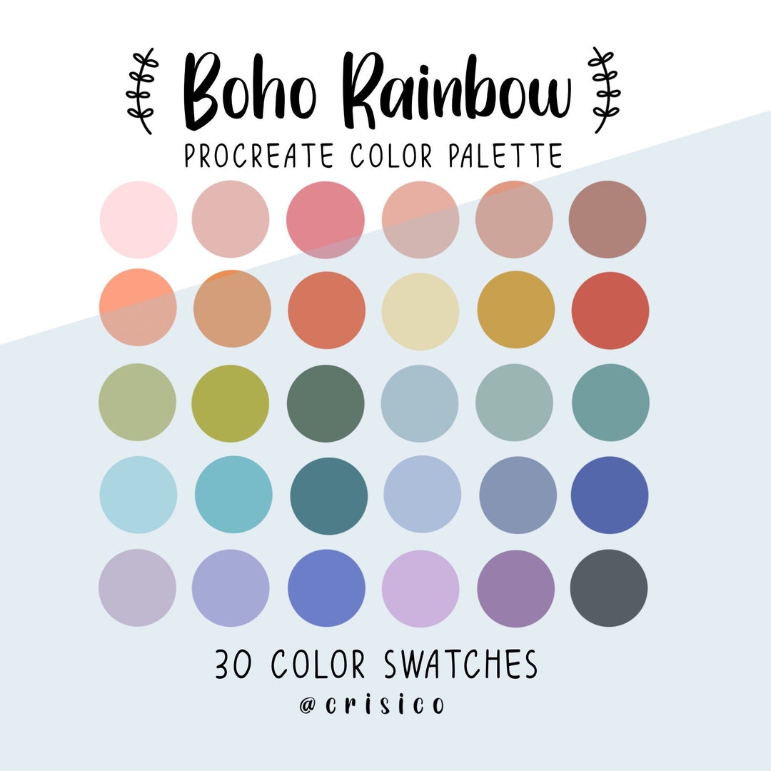 Boho Rainbow Procreate Color Palette / Color Swatches / Instant ...