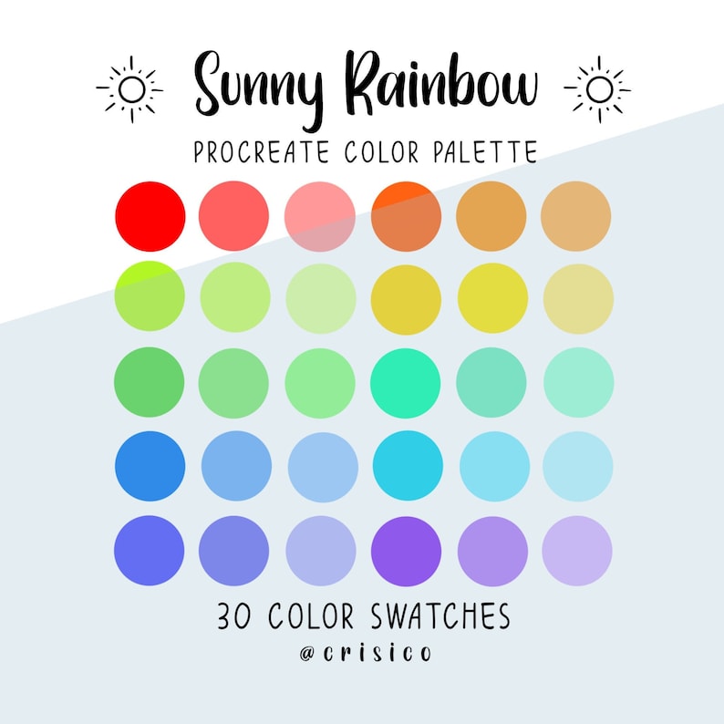 Sunny Rainbow Procreate Color Palette / Color Swatches / Instant ...