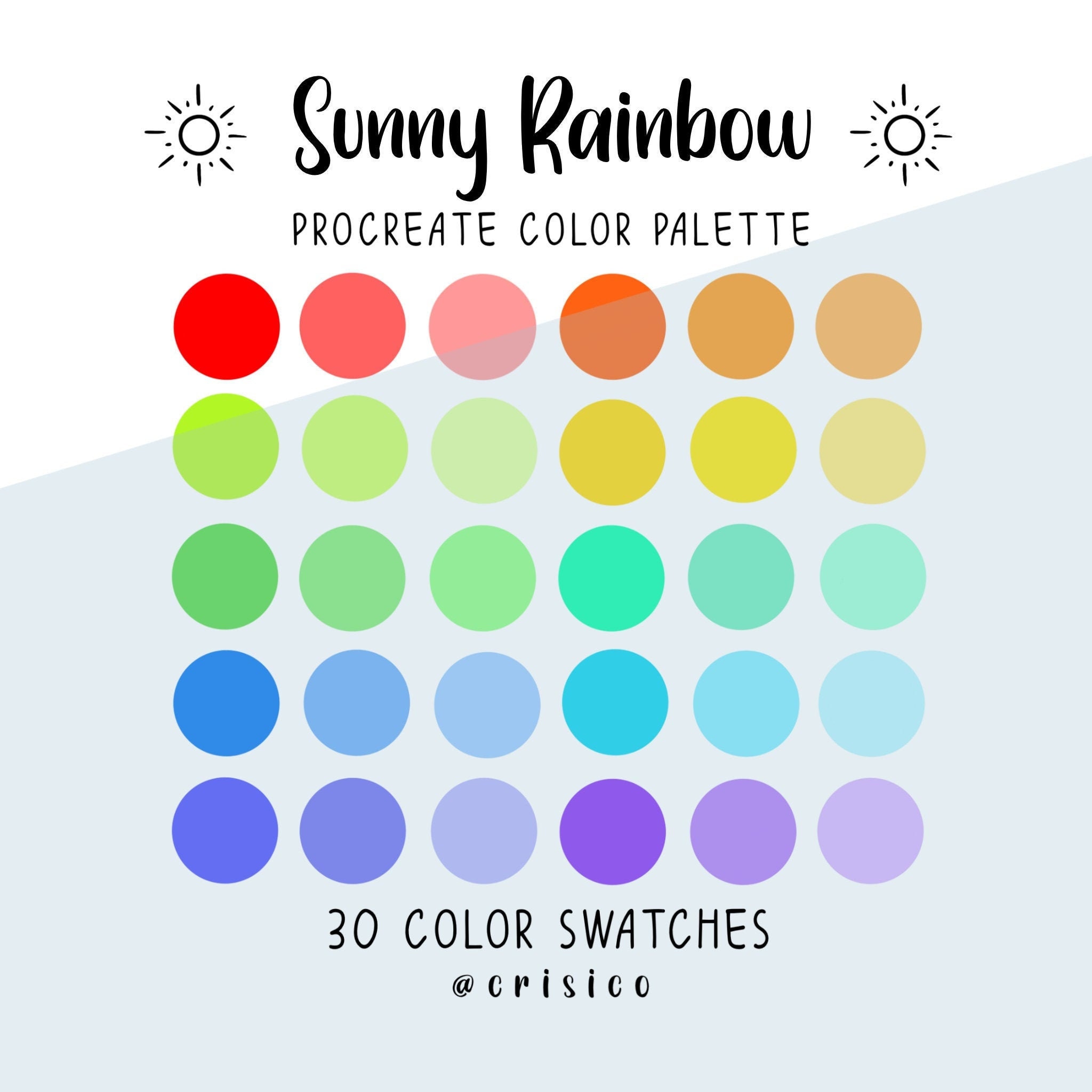 Sunny Rainbow Procreate Color Palette / Color Swatches / Instant ...