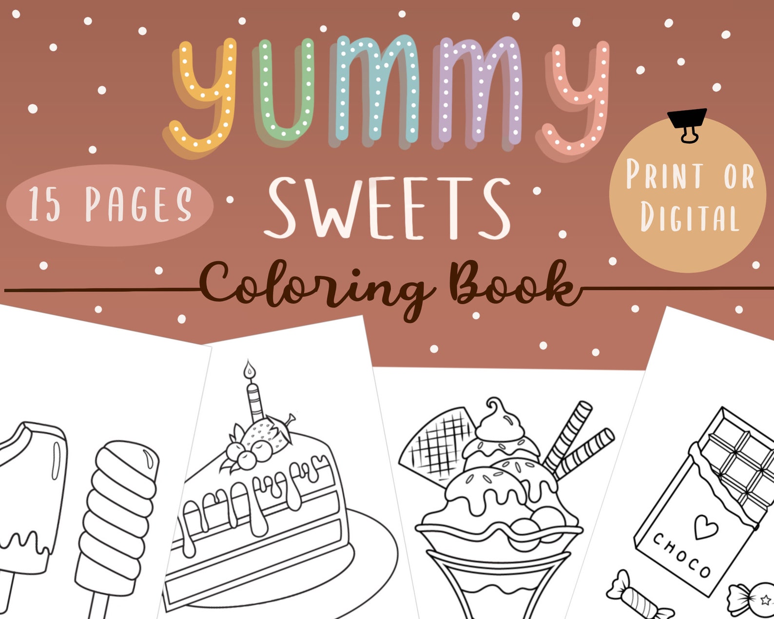 Yummy Sweets Digital Coloring Book / Chill and Color / Adult & Children ...