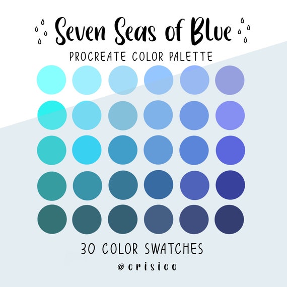 Seven Seas of Blue Procreate Color Palette / Color Swatches / - Etsy