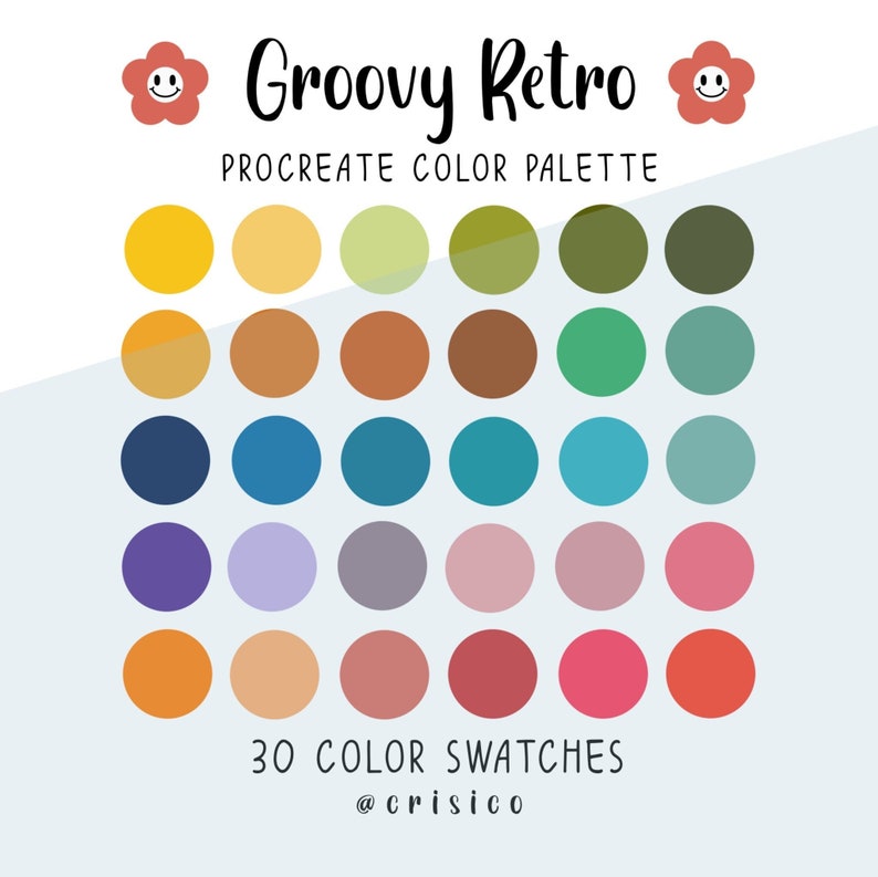 Groovy Retro Procreate Color Palette / Color Swatches / Instant ...