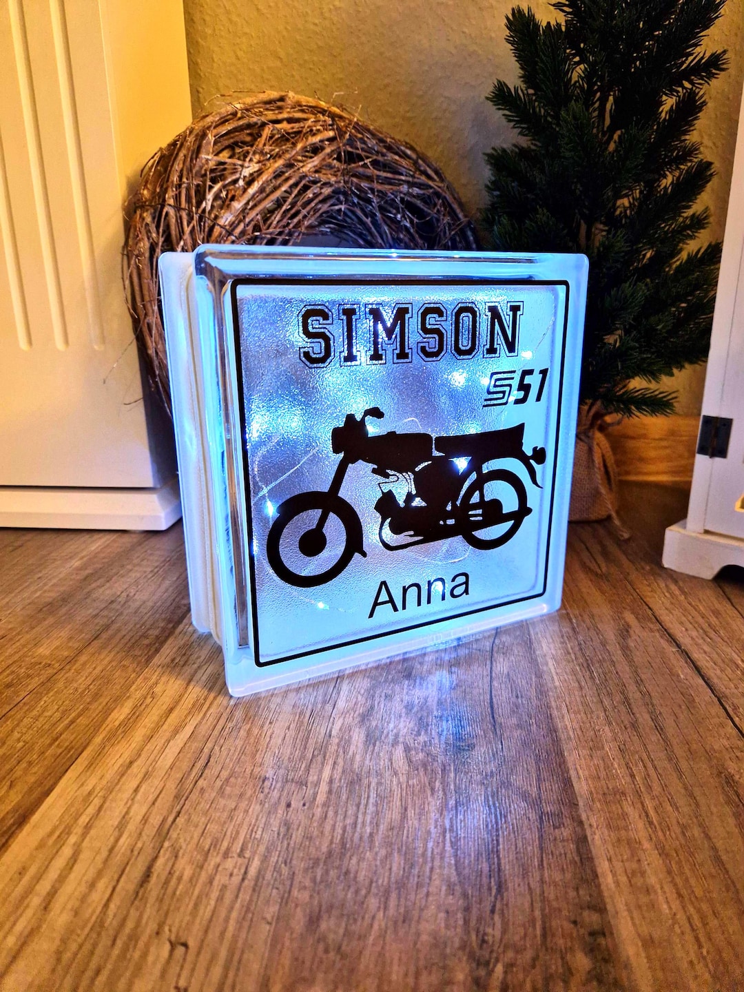 Simson S51 Personalized Illuminated Glass Block | Decoration | Lamp ...