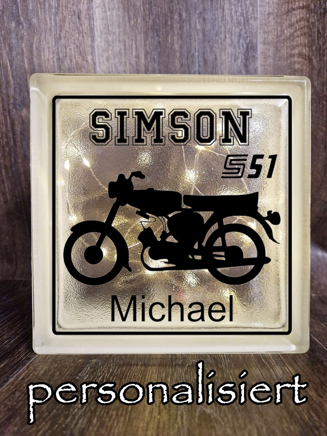 Personalized Glass Block Simson S51 Illuminated Decoration Lamp Gift ...