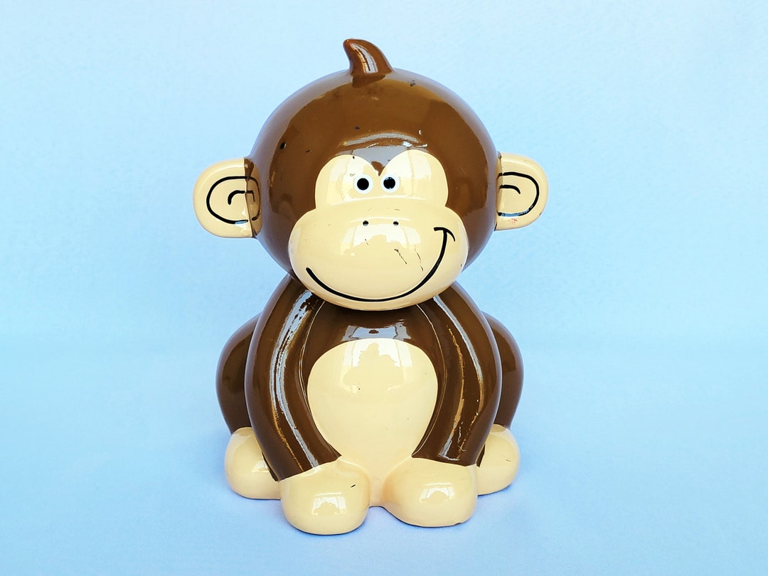 Adorable Ceramic Monkey Coin Bank - Etsy